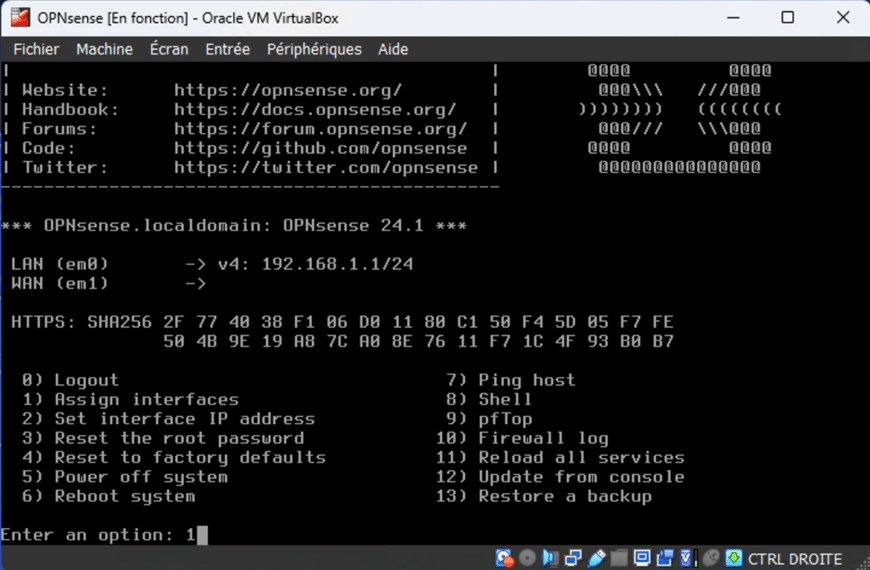 Installer et configurer OPNsense sur VirtualBox - DIRTECH IT