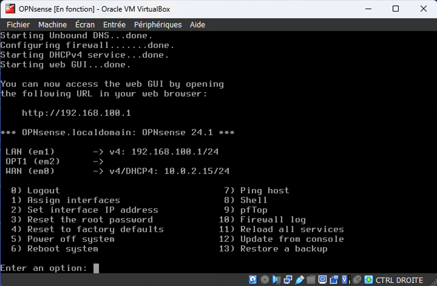 Installer et configurer OPNsense sur VirtualBox - DIRTECH IT